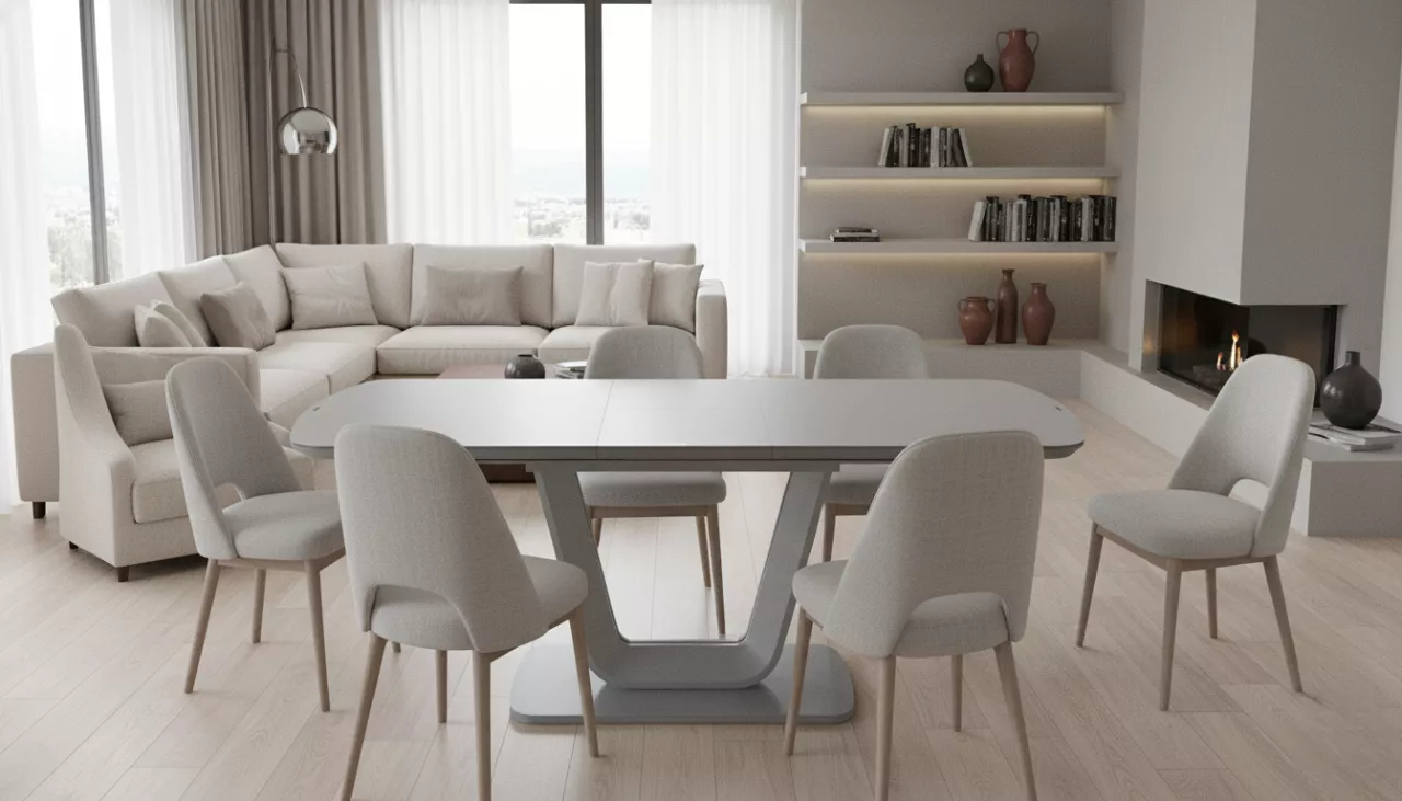 Lazzaro Dining Table Ext - Light Grey Matt 1600/2000 (Nett) - The ...