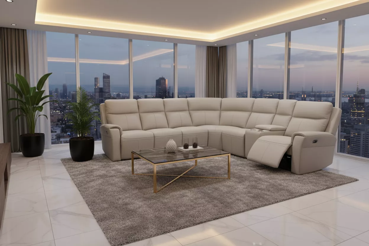 Russo Corner Group Electric Recliner (4pcs) - Stone - The Furniture ...